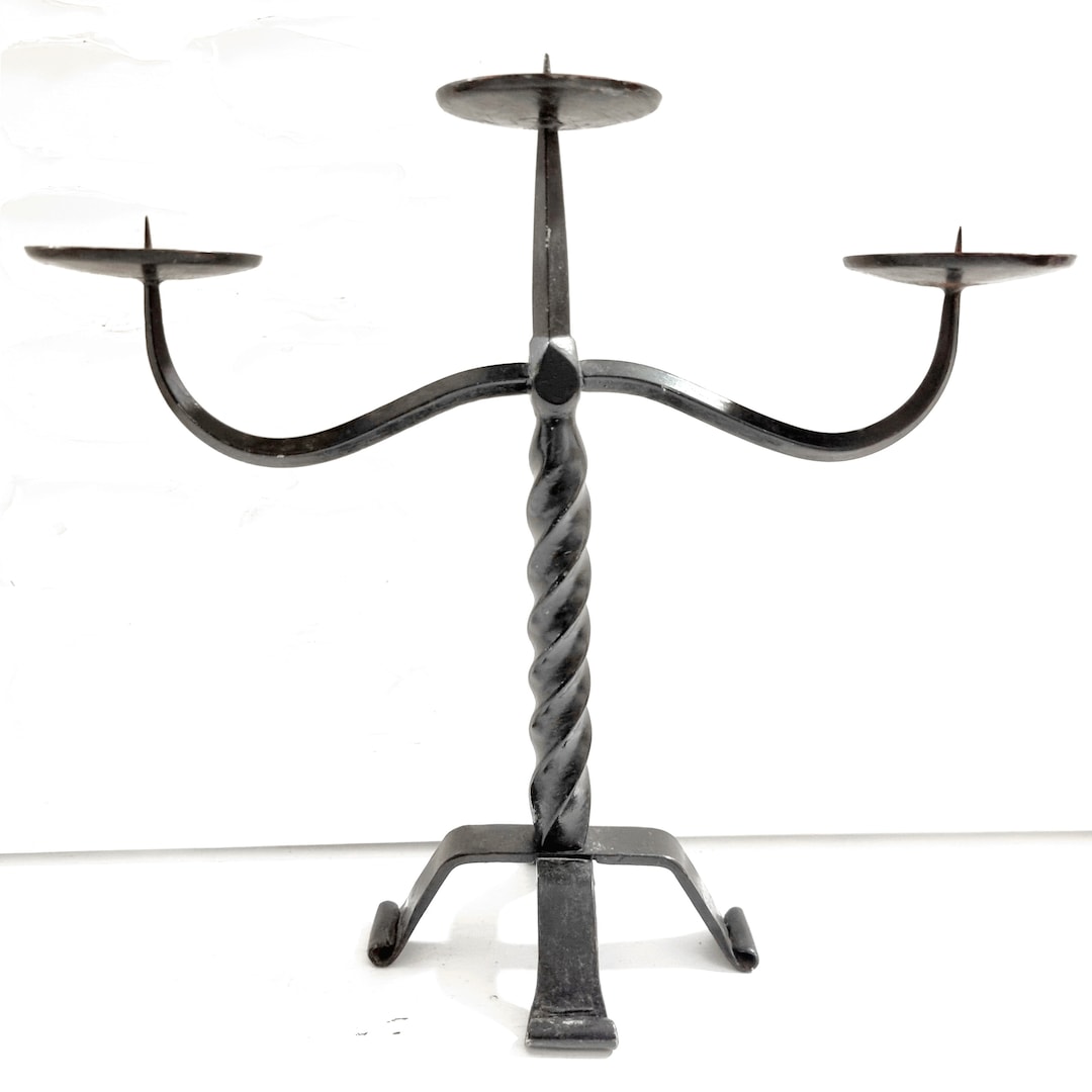 Modernist Wrought Iron Candlestick, Mid-century Avant-garde Metal ...