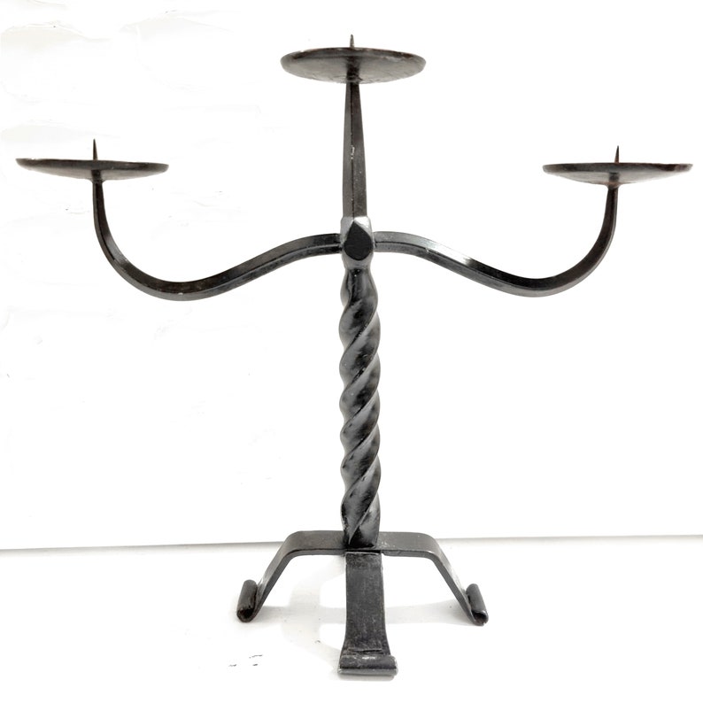 Modernist Wrought Iron Candlestick, Mid-century Avant-garde Metal ...