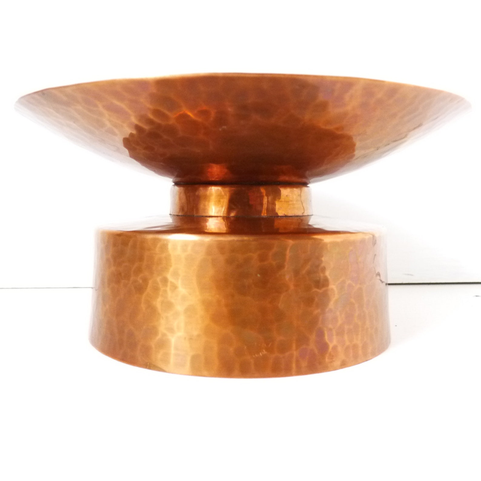 Modernist Copper Candlestick, Vintage Candlestick for Wide Candle, Mid ...