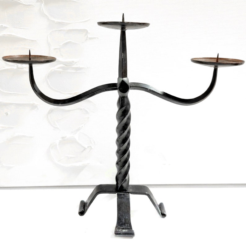 Modernist Wrought Iron Candlestick, Mid-century Avant-garde Metal ...