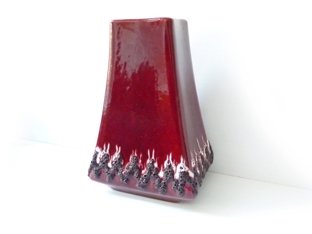 Vulkan Extraordinary Fat Lava Vase FOHR 60s 70s Mid-century, Red Wine ...