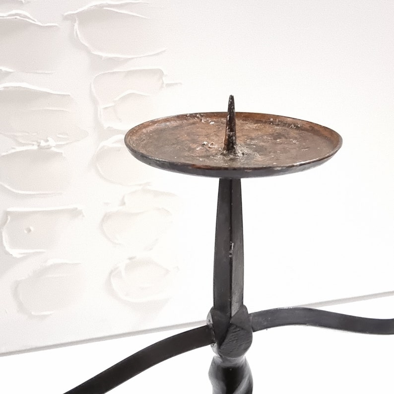 Modernist Wrought Iron Candlestick, Mid-century Avant-garde Metal ...