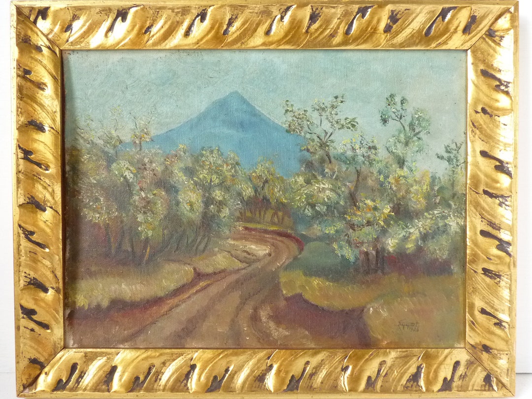 Egypt 1923 Sinai Mountains Art Deco Oil Painting Signed, Fruit Trees ...