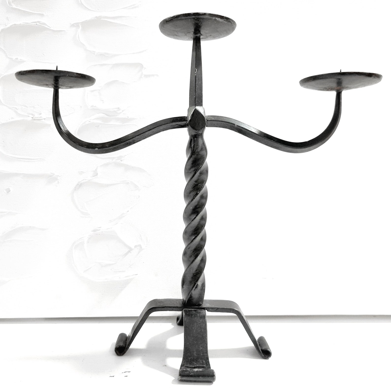 Modernist Wrought Iron Candlestick, Mid-century Avant-garde Metal ...