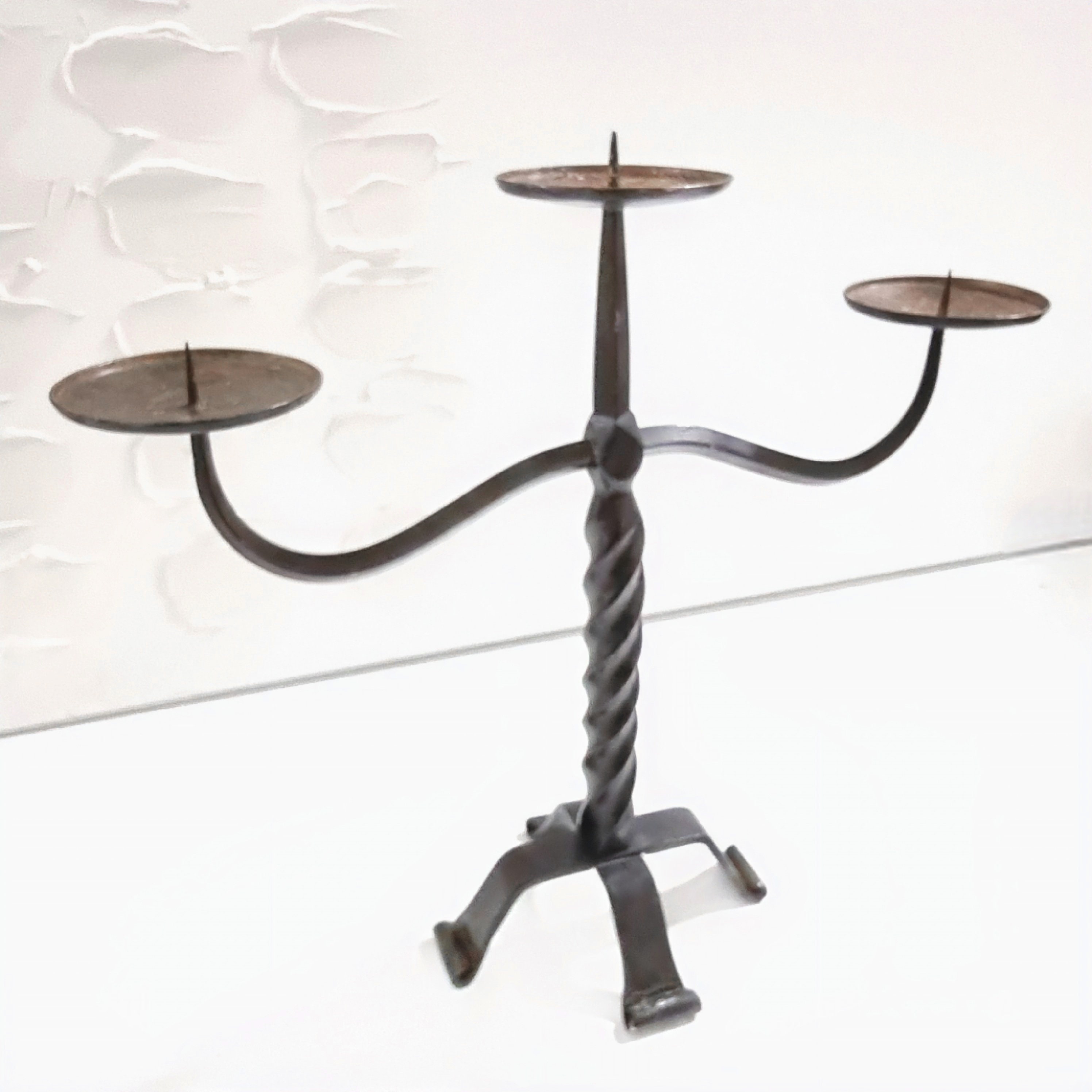 Modernist Wrought Iron Candlestick, Mid-century Avant-garde Metal ...