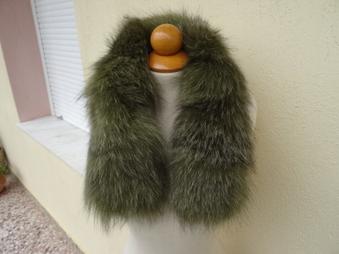 Real Fox Hood Trim, Fox Fur Collar.green Color - Etsy