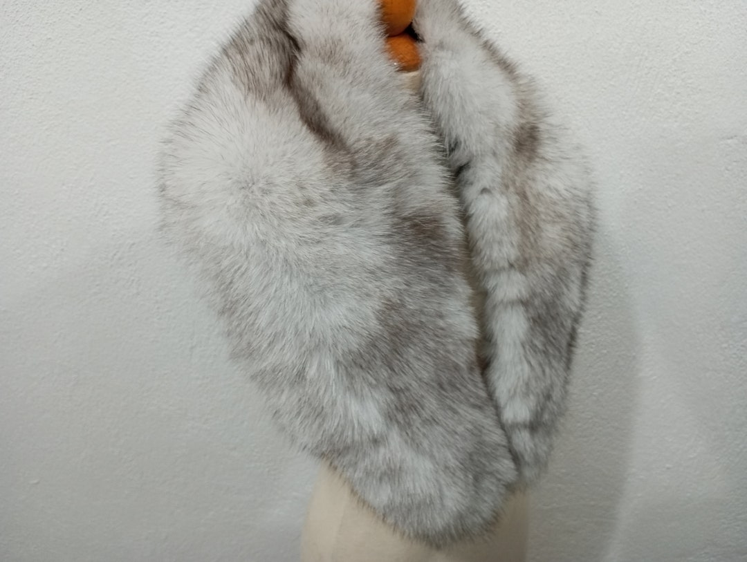 Natural Blue Fox White With Dark Tips Fur Collar Real Fox Fur Collar - Etsy