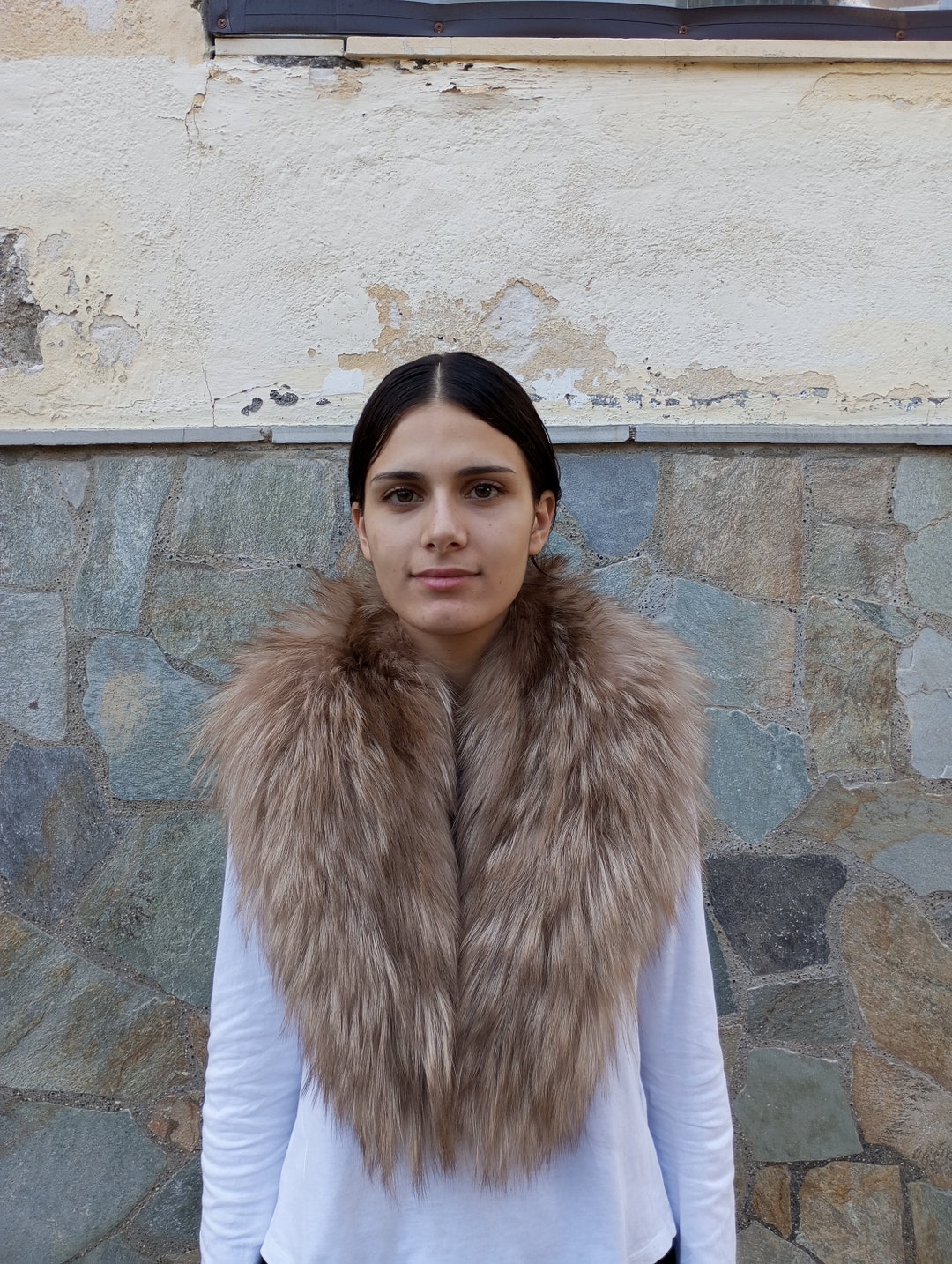 Beautiful is It Ibeige Brown Color Fox Fur Collar - Etsy