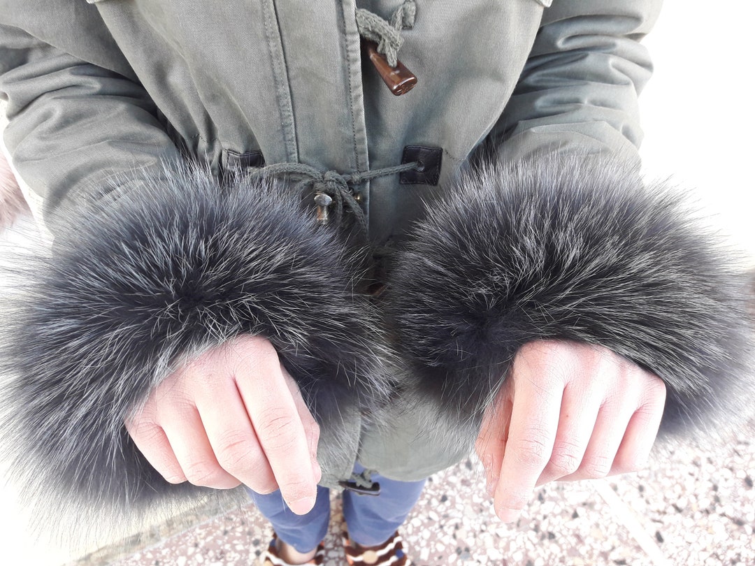 Gray Real Fox Fur Cuffs. - Etsy