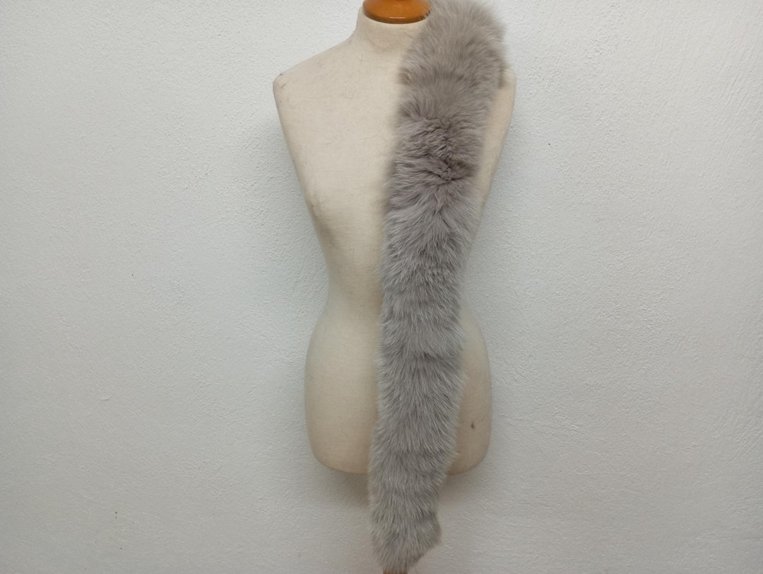 Light Grey Beige Fox Fur Trim-real Fox Fur Strips 1 Metre Length - Etsy