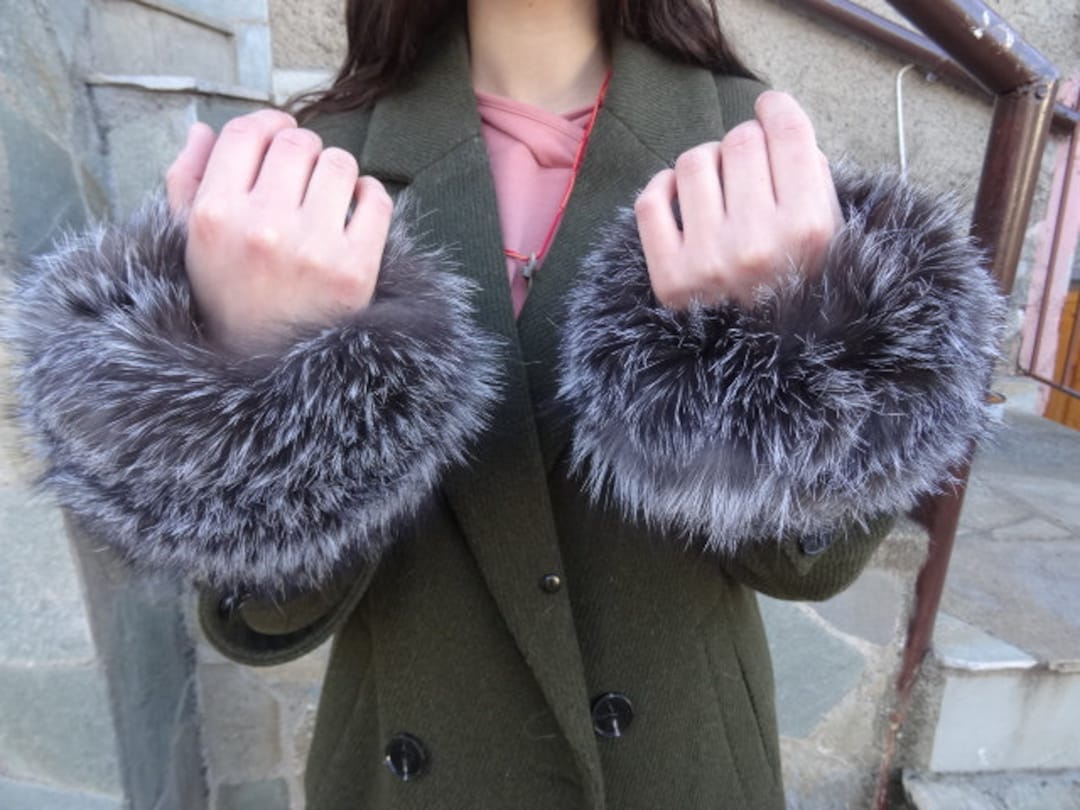 Silver Fox Fur Cuffs Real Fox Fur Cuffs - Etsy