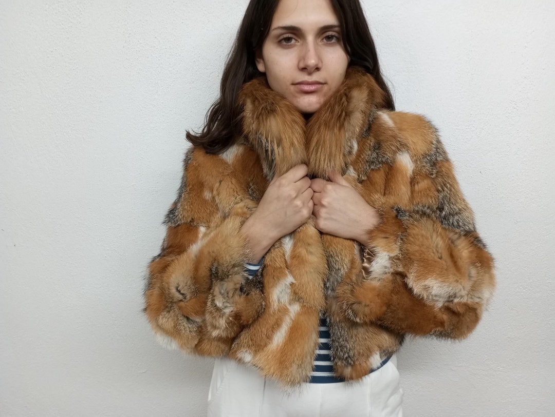 Natural Red Fox Bolero Jacket With Canadian Red Fox Fur Collar - Etsy