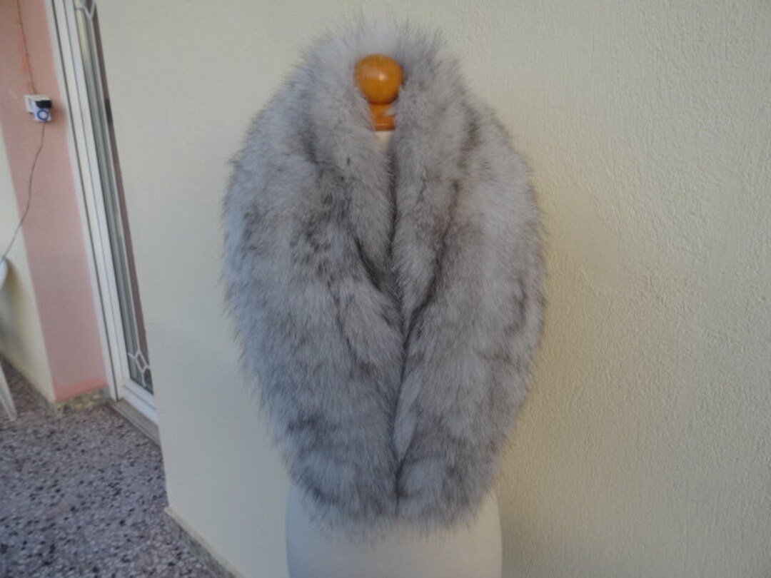 Natural Blue Fox Light Grey With Dark Tips Fox Fur Collar Real Fox Fur ...