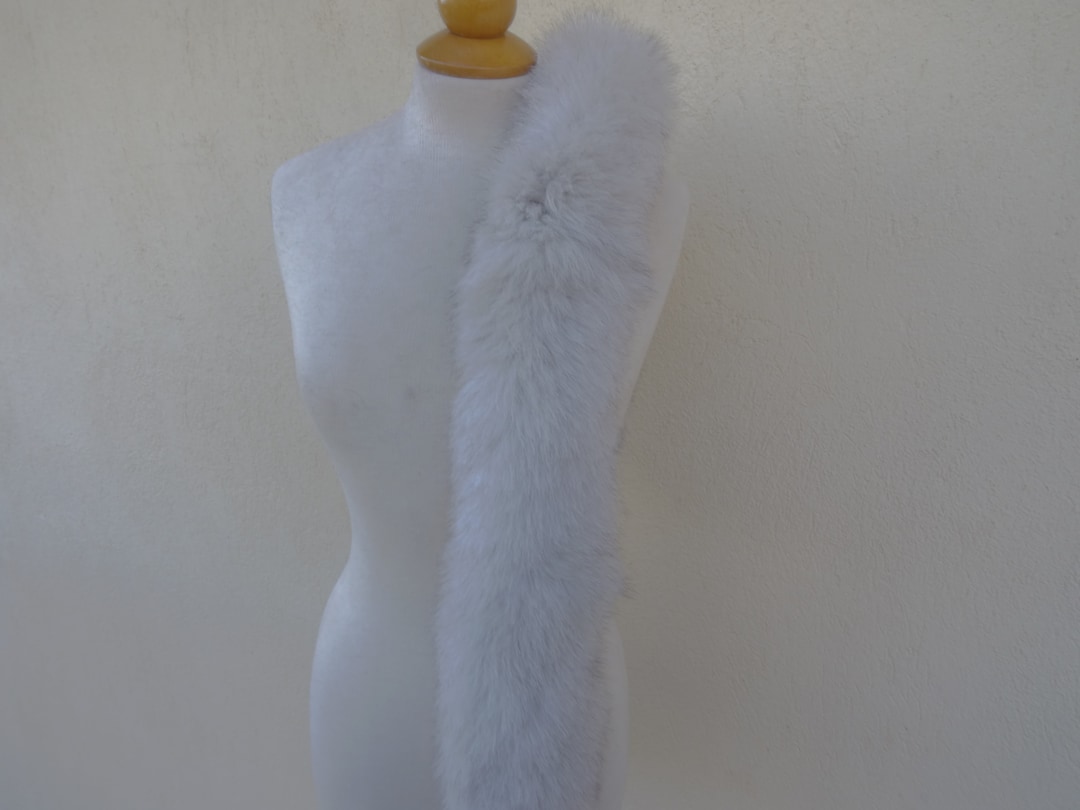 Fox Fur Trim-real Fox Fur Strips Natyral Blue Fox White With Dark Tips ...