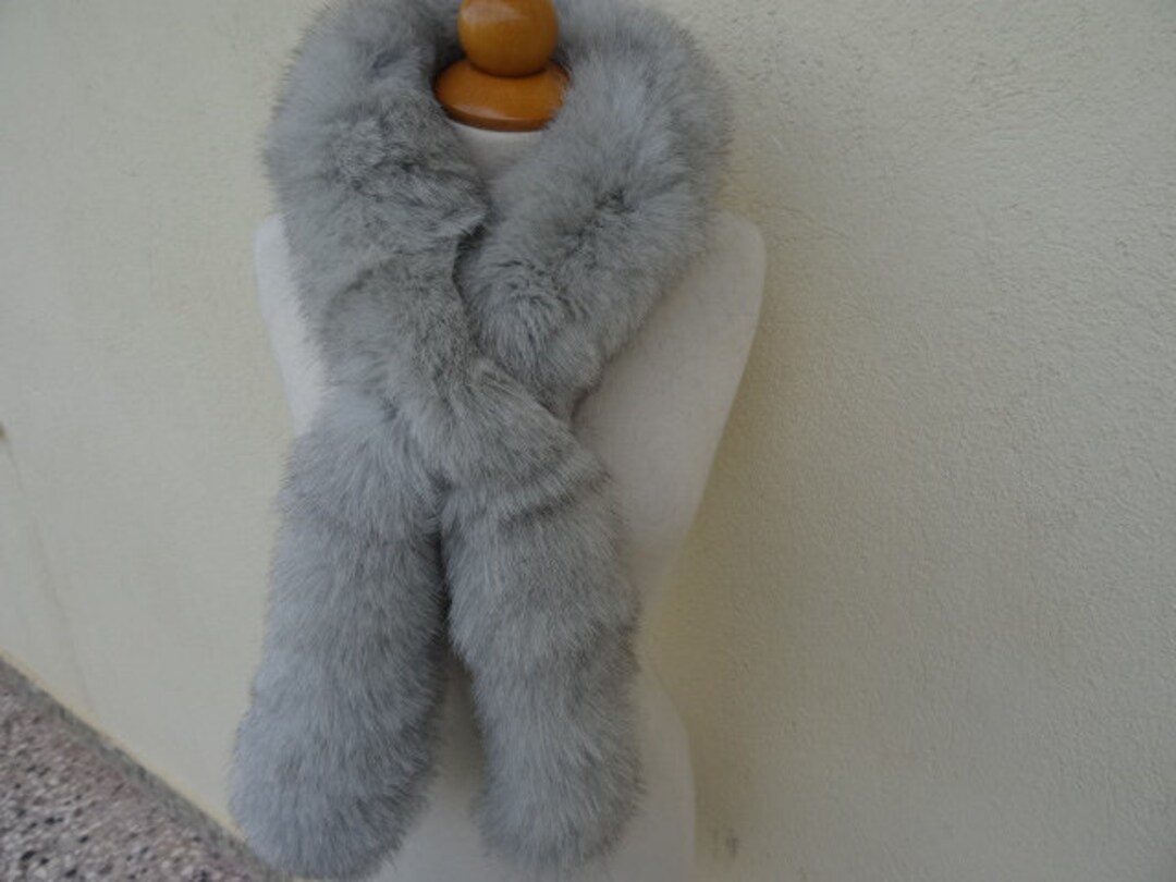 Fox Fur Scarf Light Grey Fox Fur Pull Through Scarf - Etsy