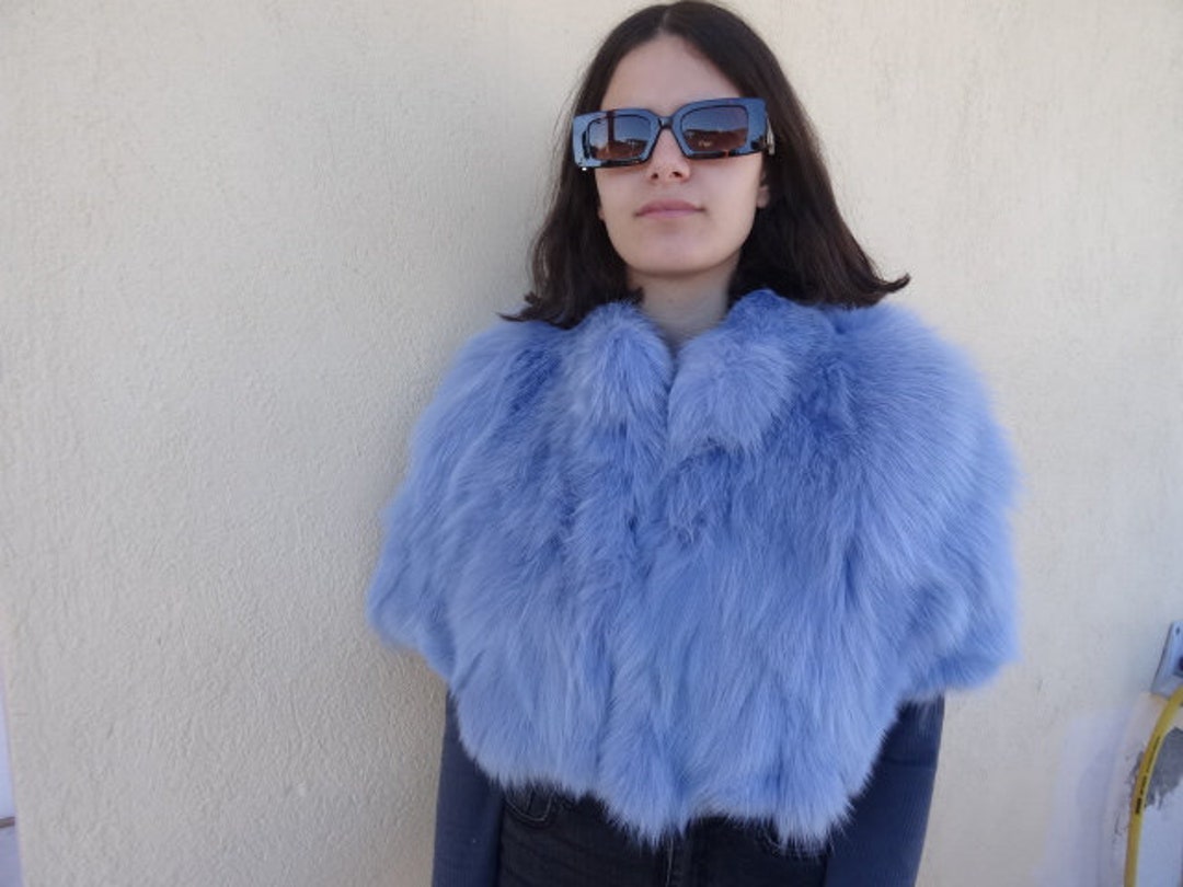 Baby Blue Fox Fur Stole Cape Style - Etsy