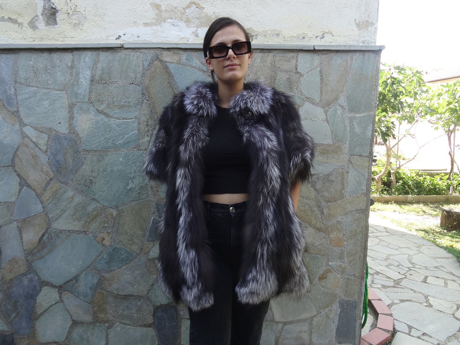 Short Sleeve Silver Fox Vest . Real Fox Fur Vest - Etsy