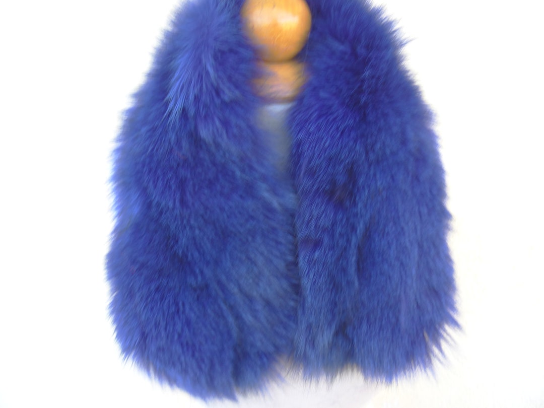 Royal Blue Fox Fur Collar: Genuine Soft Fur, Satin Lined - Etsy