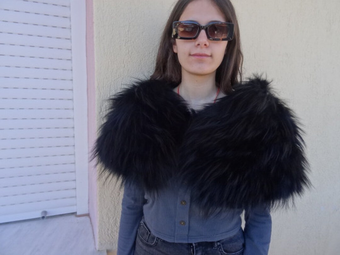 Black Fox Fur Stole Real Fox Fur Stole - Etsy
