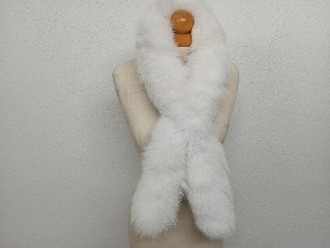 Pure White Fox Fur Scarf Pull Through Design Real Fox Fur Scarf - Etsy