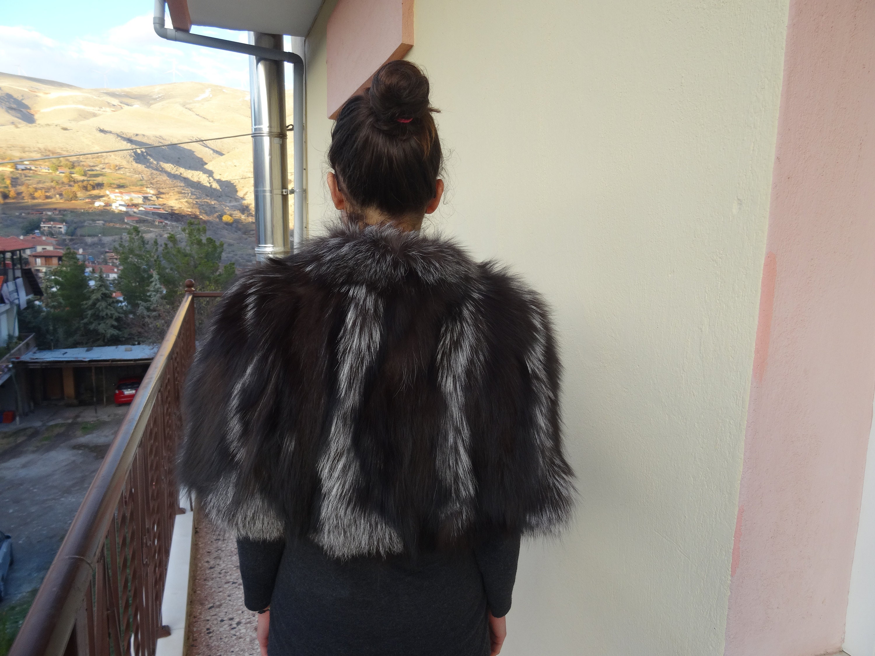 Fur Stole. Silver Fox Shawl Wrap. Fox Fur Stole. Cape - Etsy