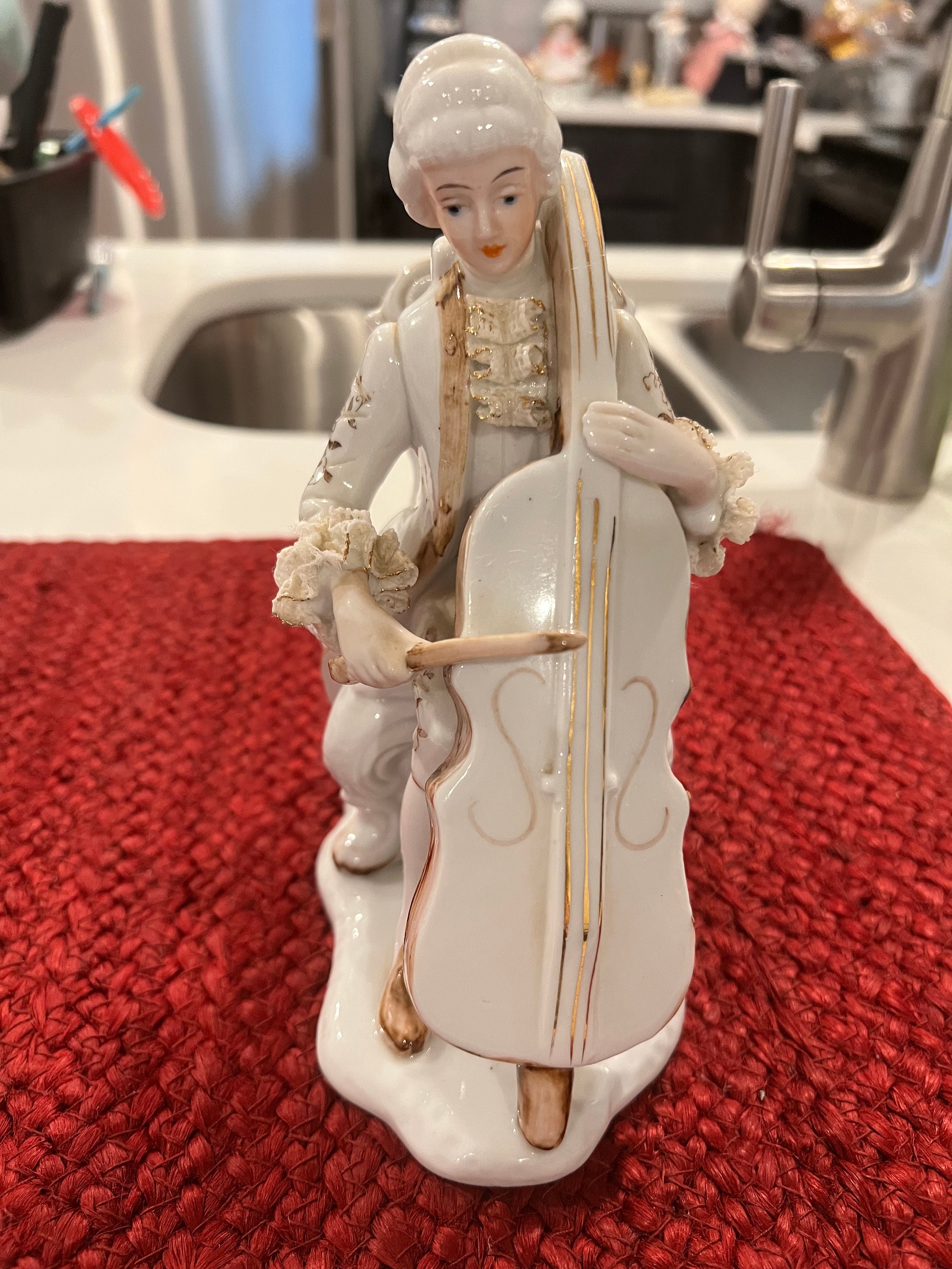Rare Vintage Porcelain Cello Figurine Man Musician 8 Tall - Etsy