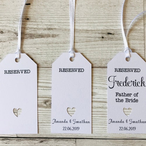 Wedding Ceremony Reserved Chair Tags. Personalised and Printed - Etsy UK