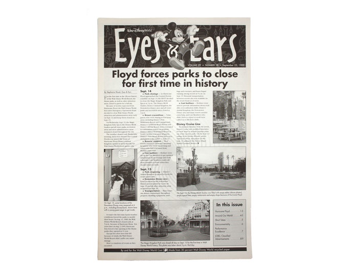 Historic Walt Disney World Eyes & Ears Cast Member Newspaper WDW Closed ...