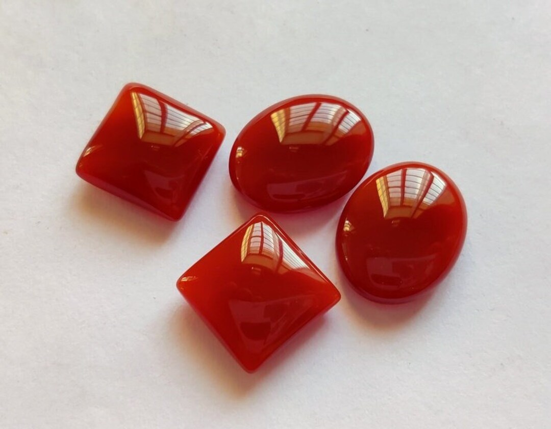 Chalcedony Cabochon Gemstone 2pair Lot 33ct Good Quality Natural Red ...