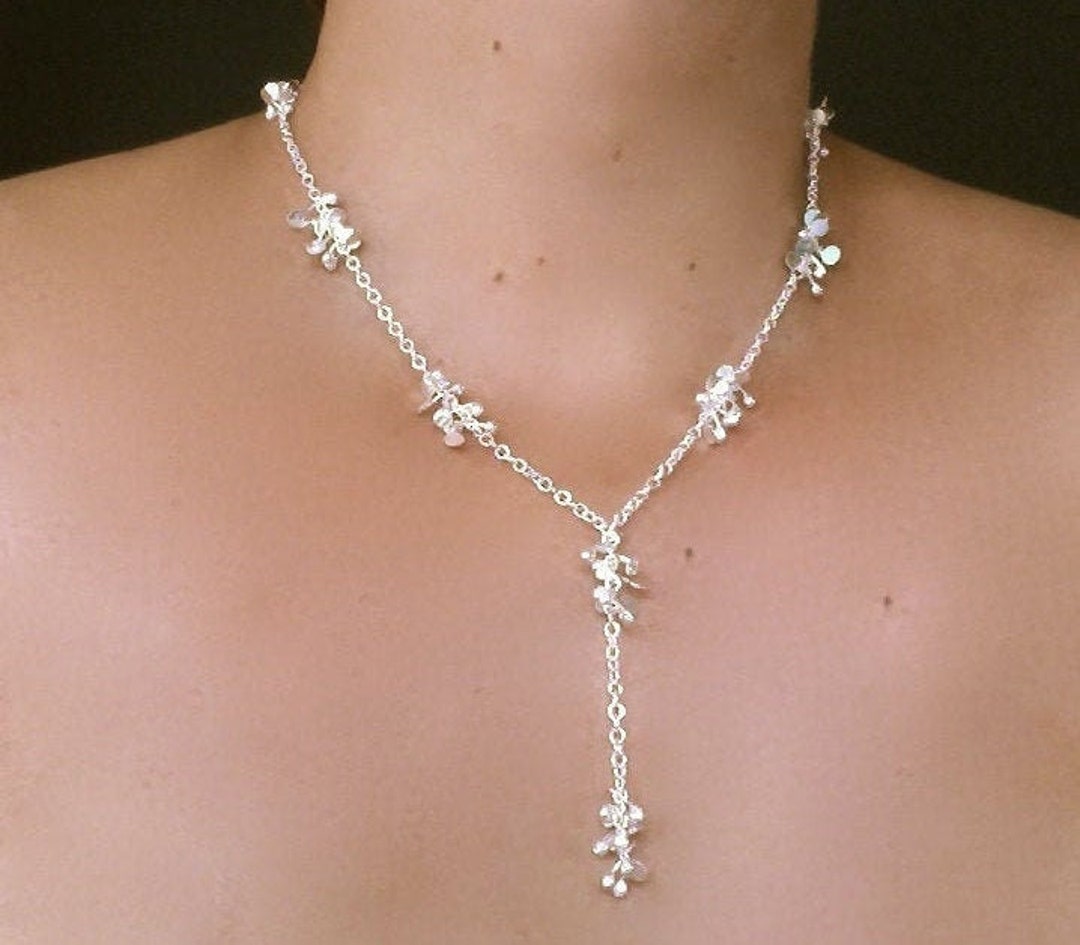 Silver Blossom Y Chain Necklace, Petals & Drops Necklace, Confetti ...