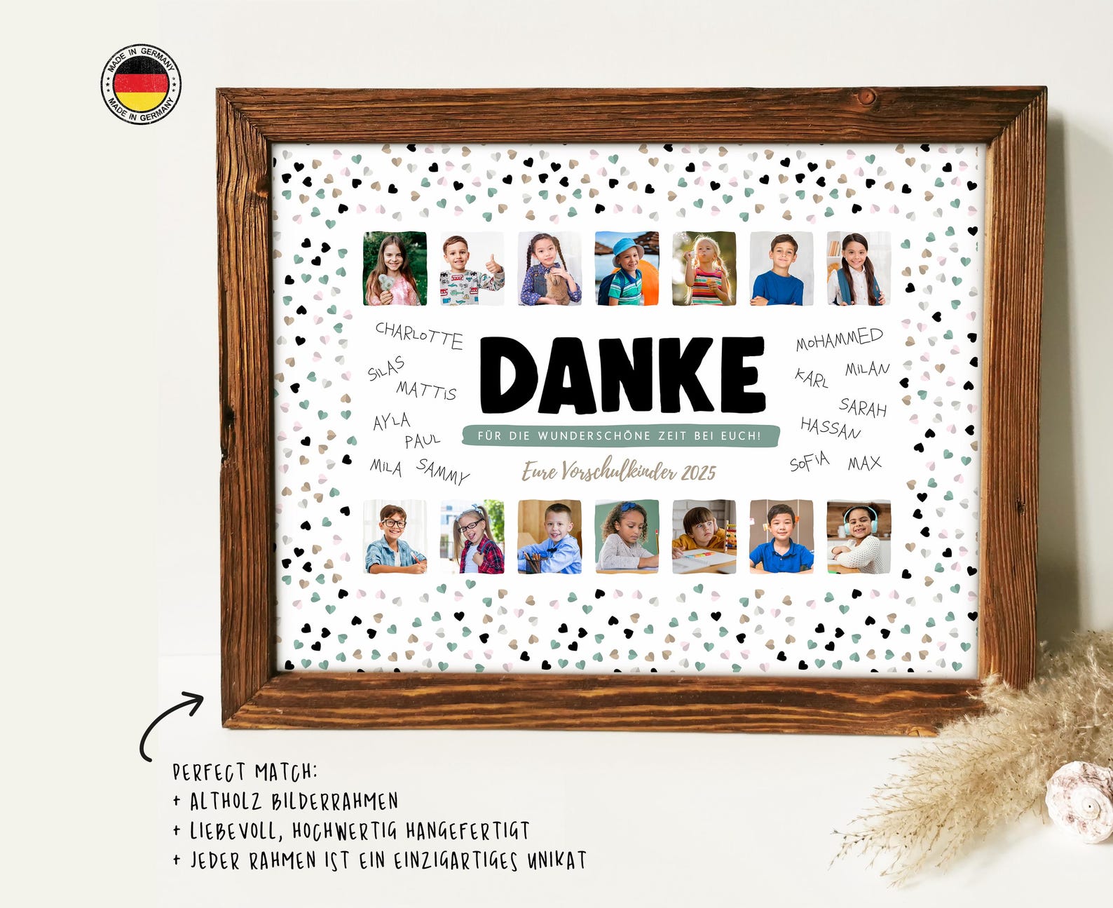 Kindergarten Abschied "HERZEN" personalisiertes Poster, Namensbild ...