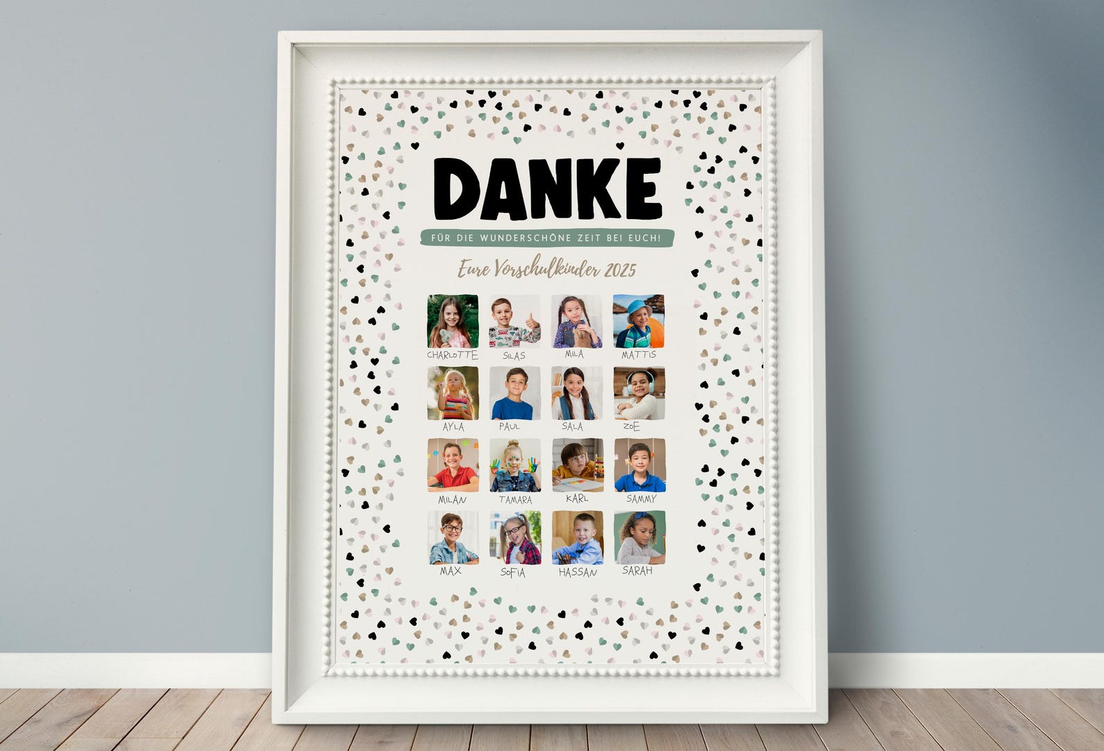 Kindergarten Abschied "HERZEN" personalisiertes Poster, Namensbild ...