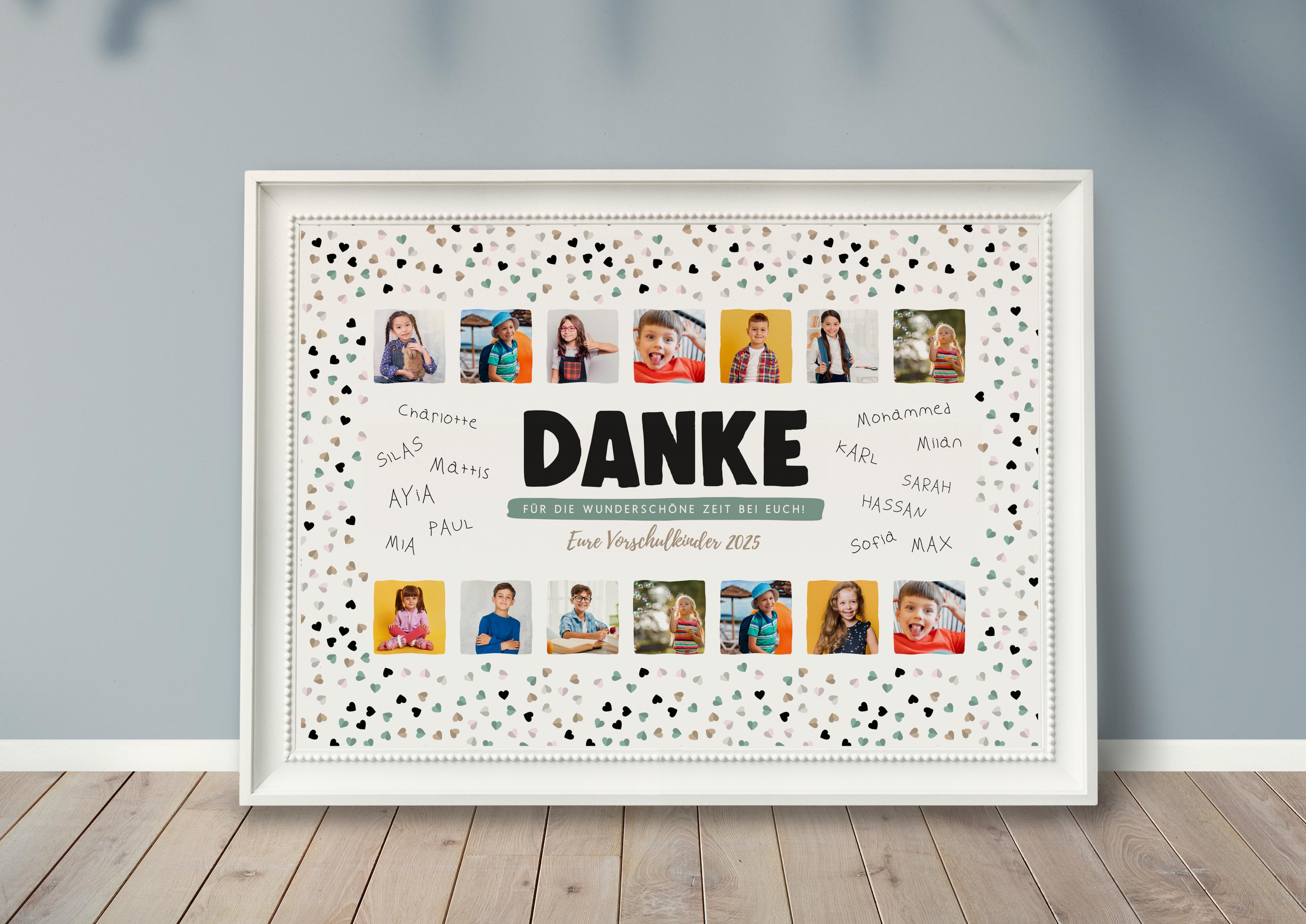Kindergarten Abschied "HERZEN" personalisiertes Poster, Namensbild ...