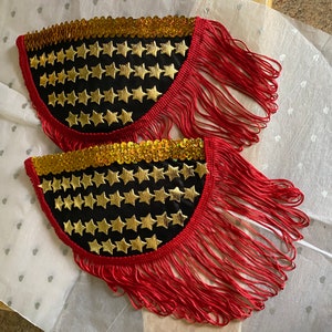 Gold Star and Sequin Epaulettes Shoulder Pads With Red Fringe - Etsy