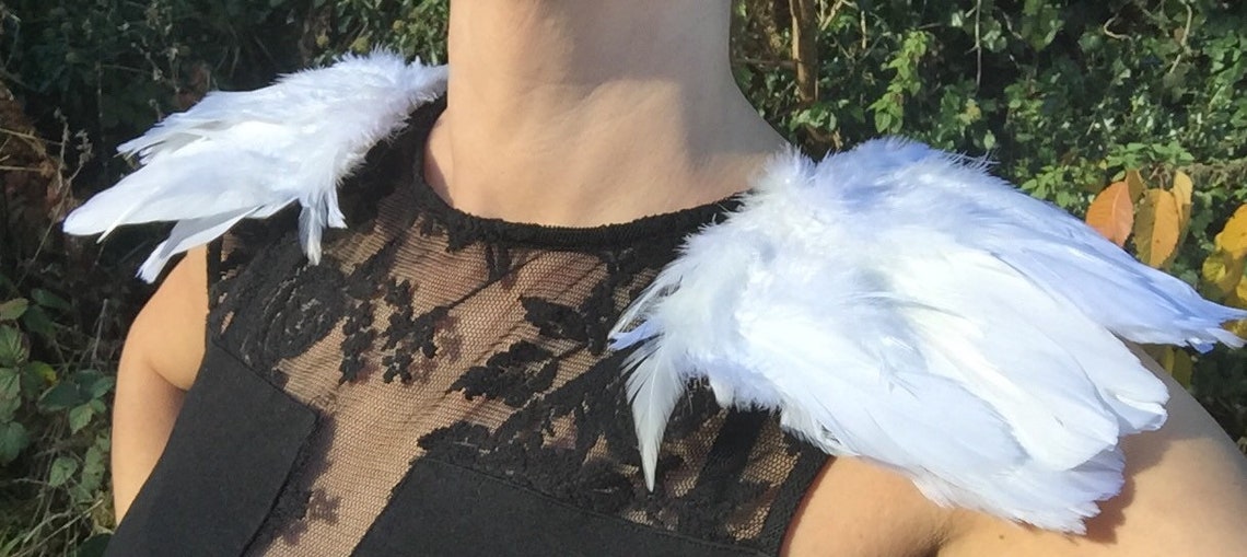 White Feather Epaulettes White Angel Shoulder Pads - Etsy