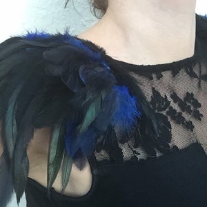 Blue and Black Feather Epaulette Shoulder Pads - Etsy