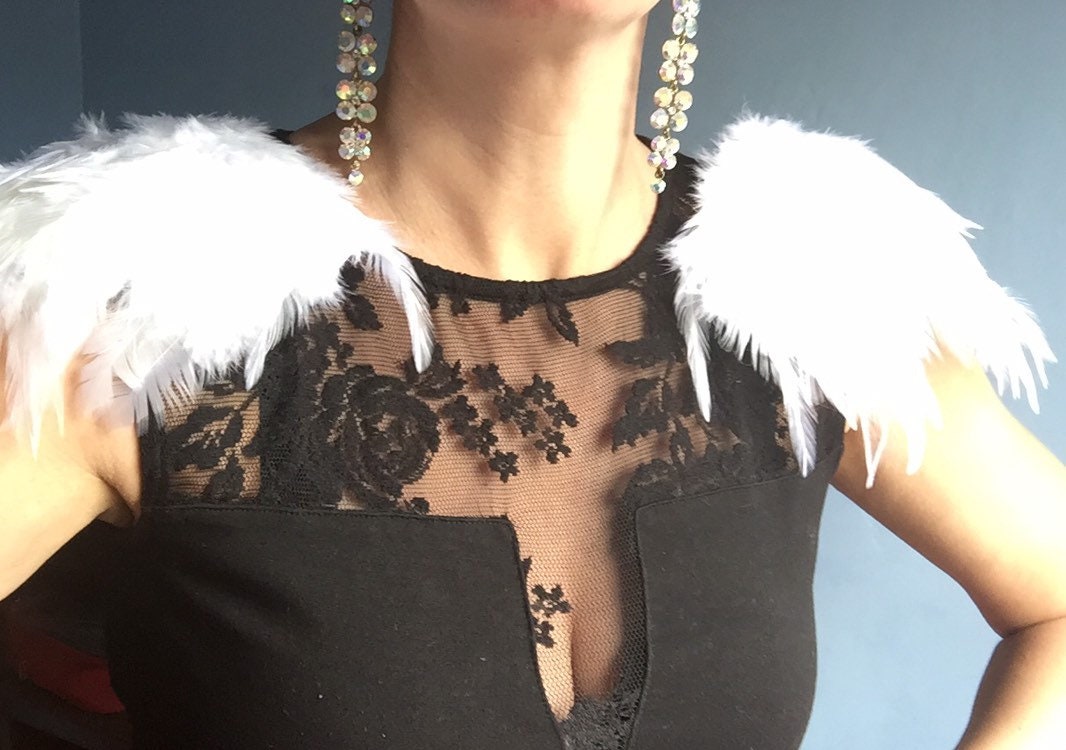 White Feather Epaulettes White Angel Shoulder Pads - Etsy UK