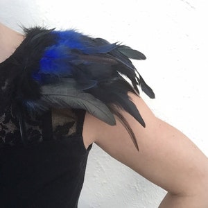 Blue and Black Feather Epaulette Shoulder Pads - Etsy