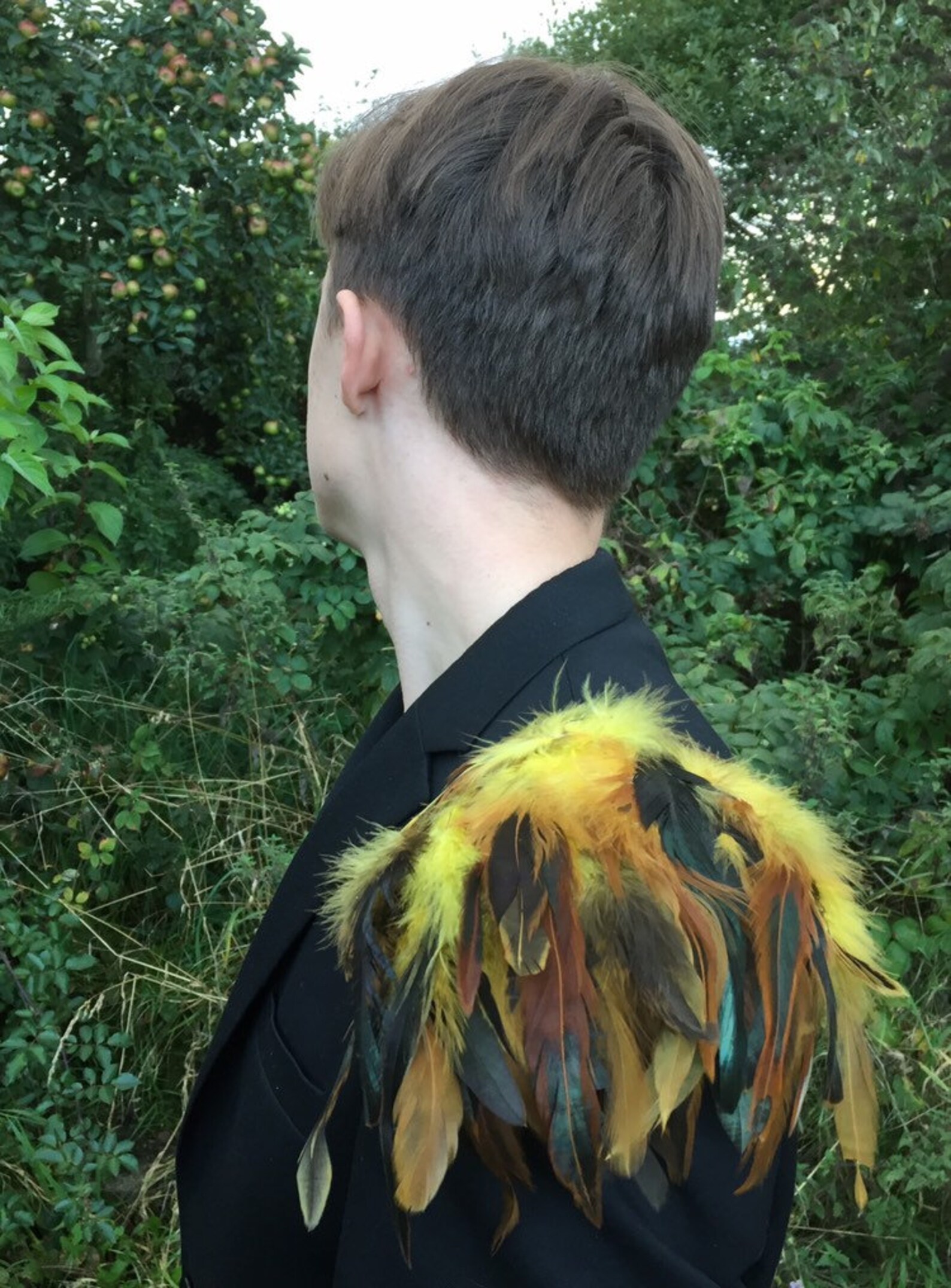 Gold Bronze and Black Feather Epaulette Shoulder Pads | Etsy