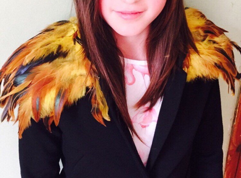 Gold Bronze and Black Feather Epaulette Shoulder Pads | Etsy