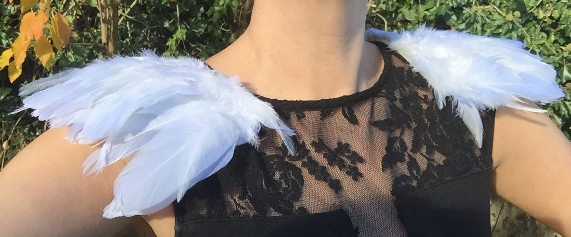 White Feather Epaulettes White Angel Shoulder Pads - Etsy