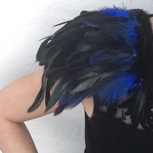Blue and Black Feather Epaulette Shoulder Pads - Etsy