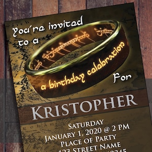 Lord of the Rings Editable Invitation Instant Download! LOTR Themed - Etsy