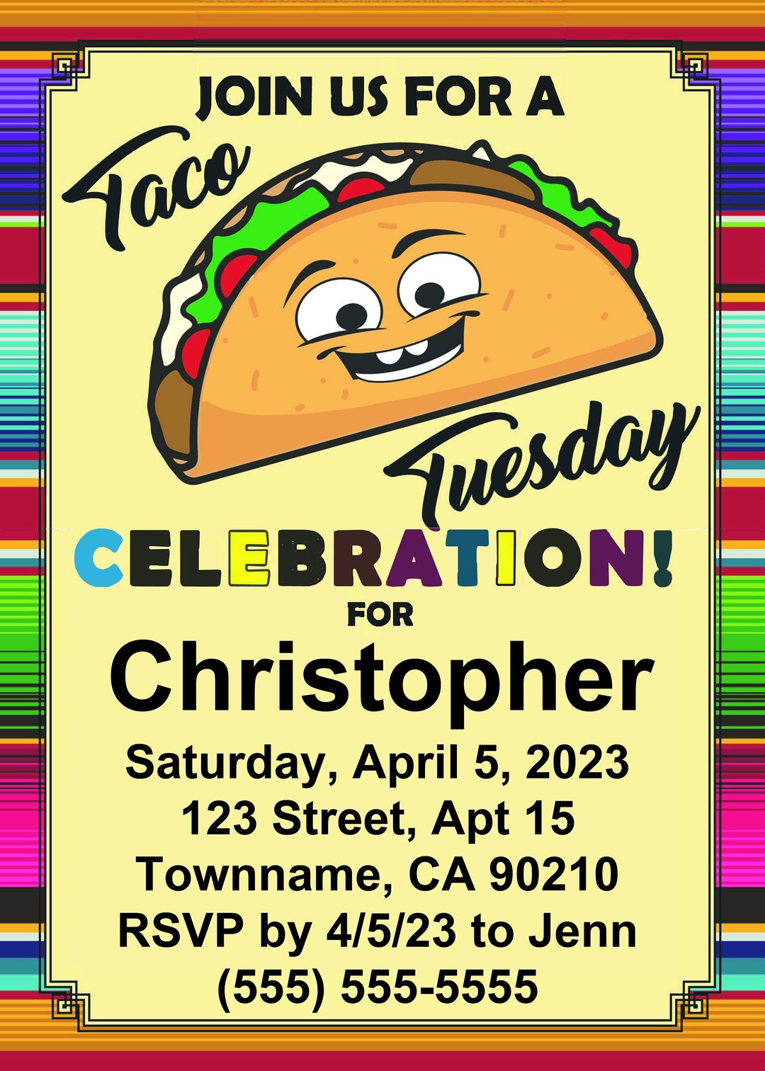 Taco Tuesday Editable Invitation - Etsy