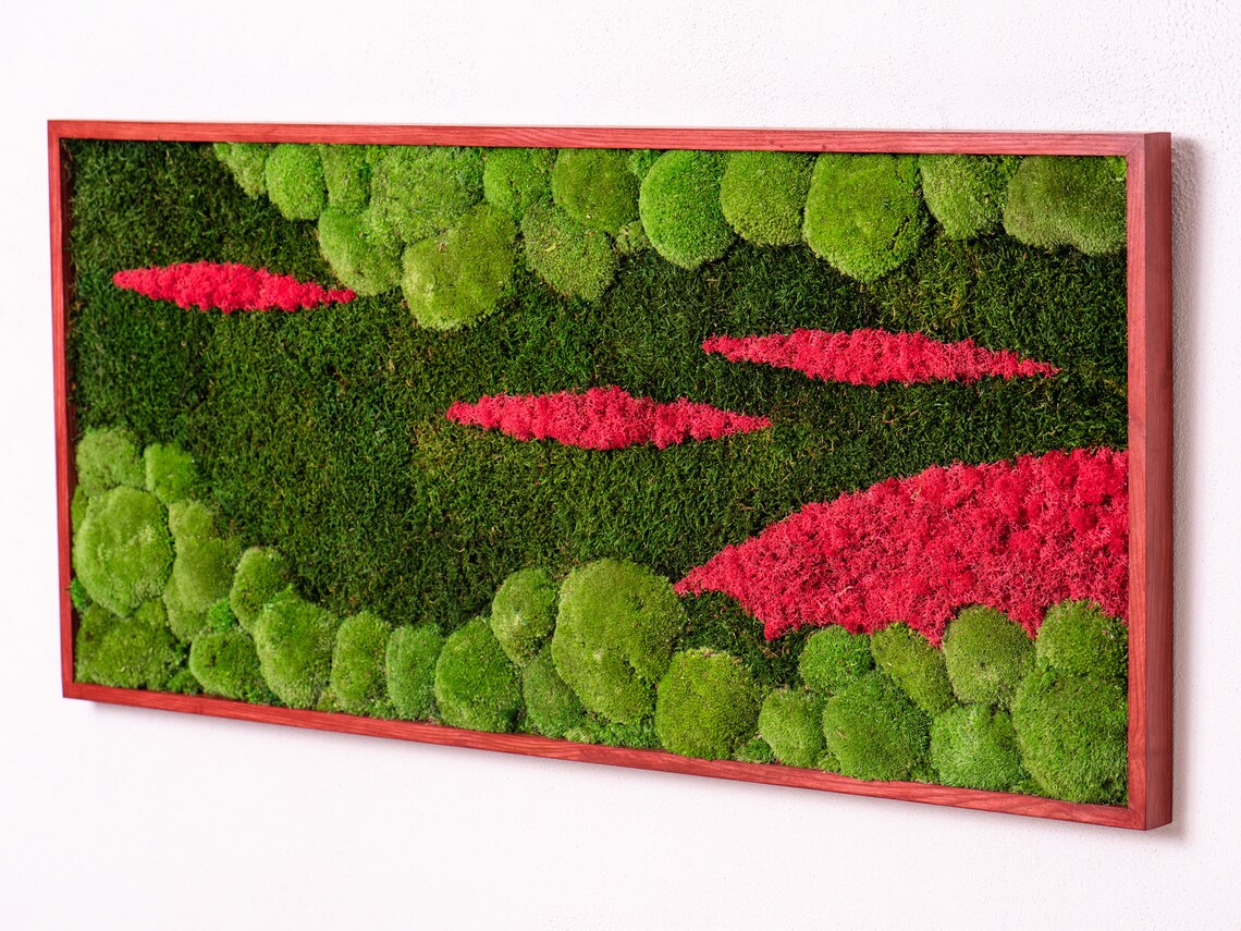 Moss Wall Art Green Wall Art Preserved Moss Wall Décor Framed Moss ...