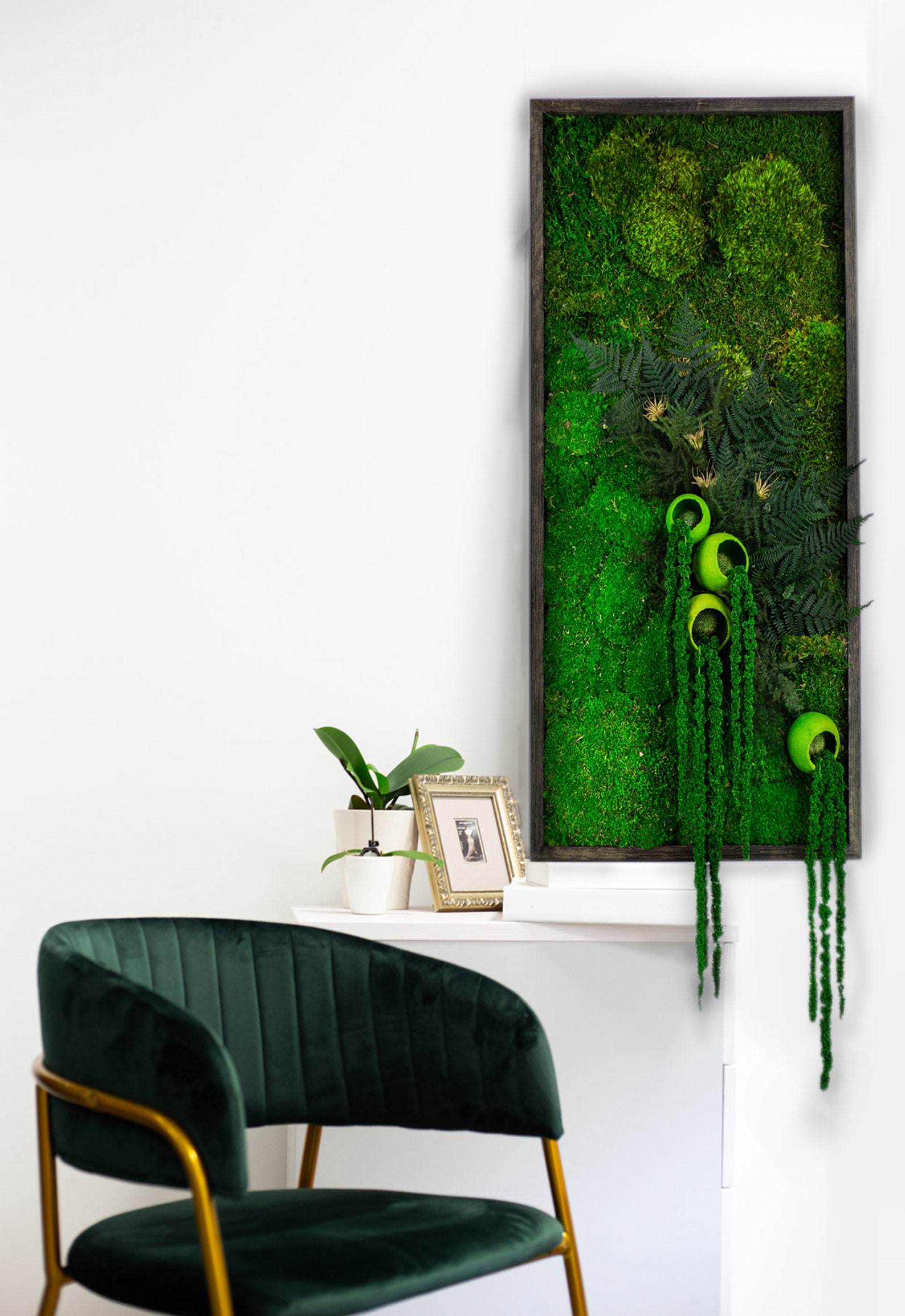NEW!! Wall Art Preserved Moss Lighted Framed Beautiful Preserved Moss ...