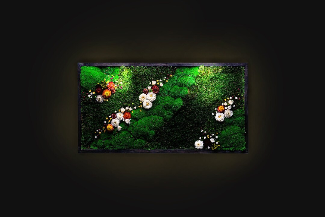 Delightful LED Lights Preserved Moss Wall Art Live Moss LED Home Décor ...