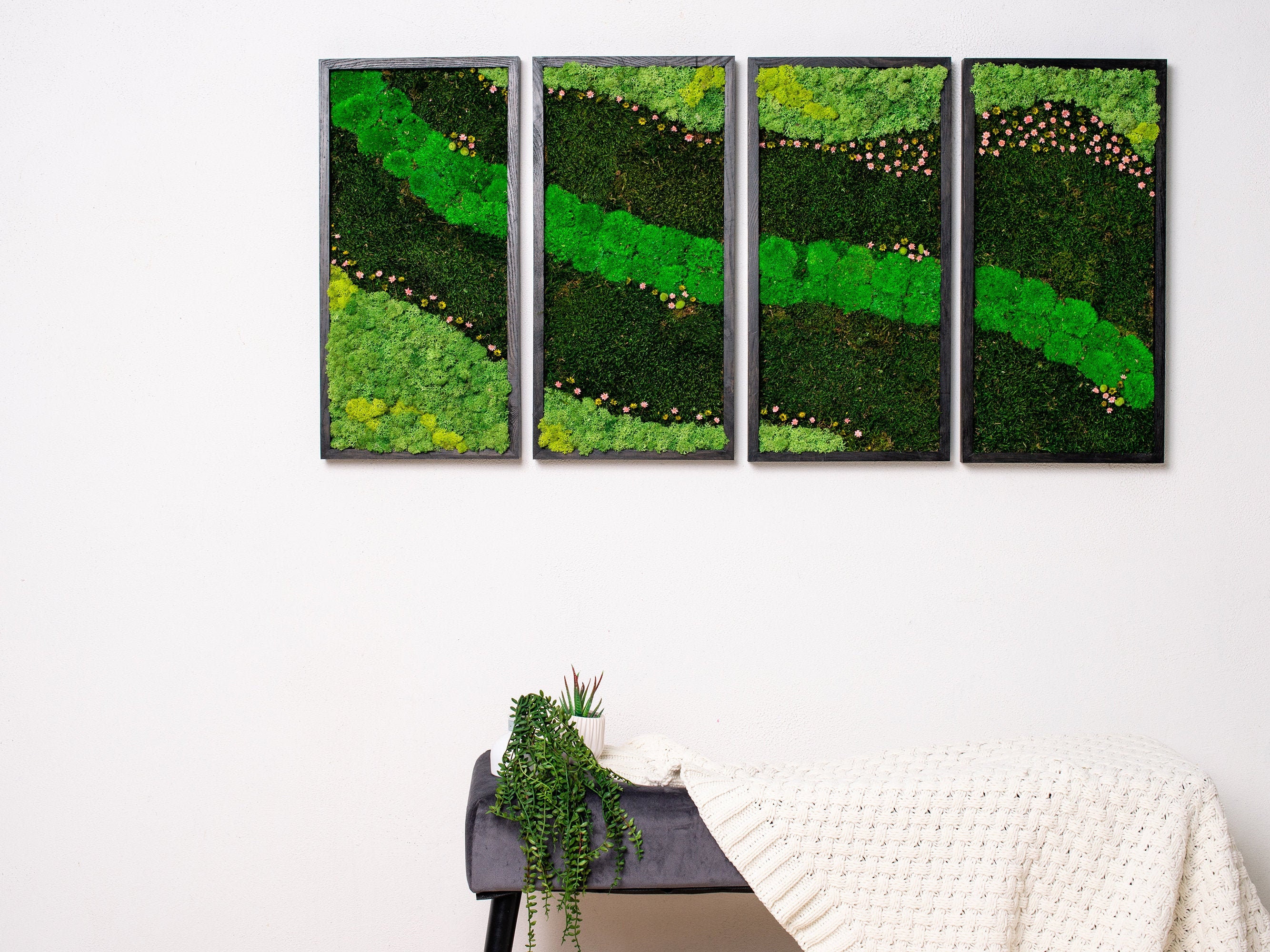Set of 4 Framed Moss Wall Art 4 Moss Artwork Frames Gift for Plant ...