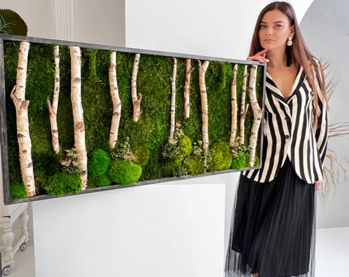 Delightful LED Lights Preserved Moss Wall Art Live Moss LED Home Décor ...