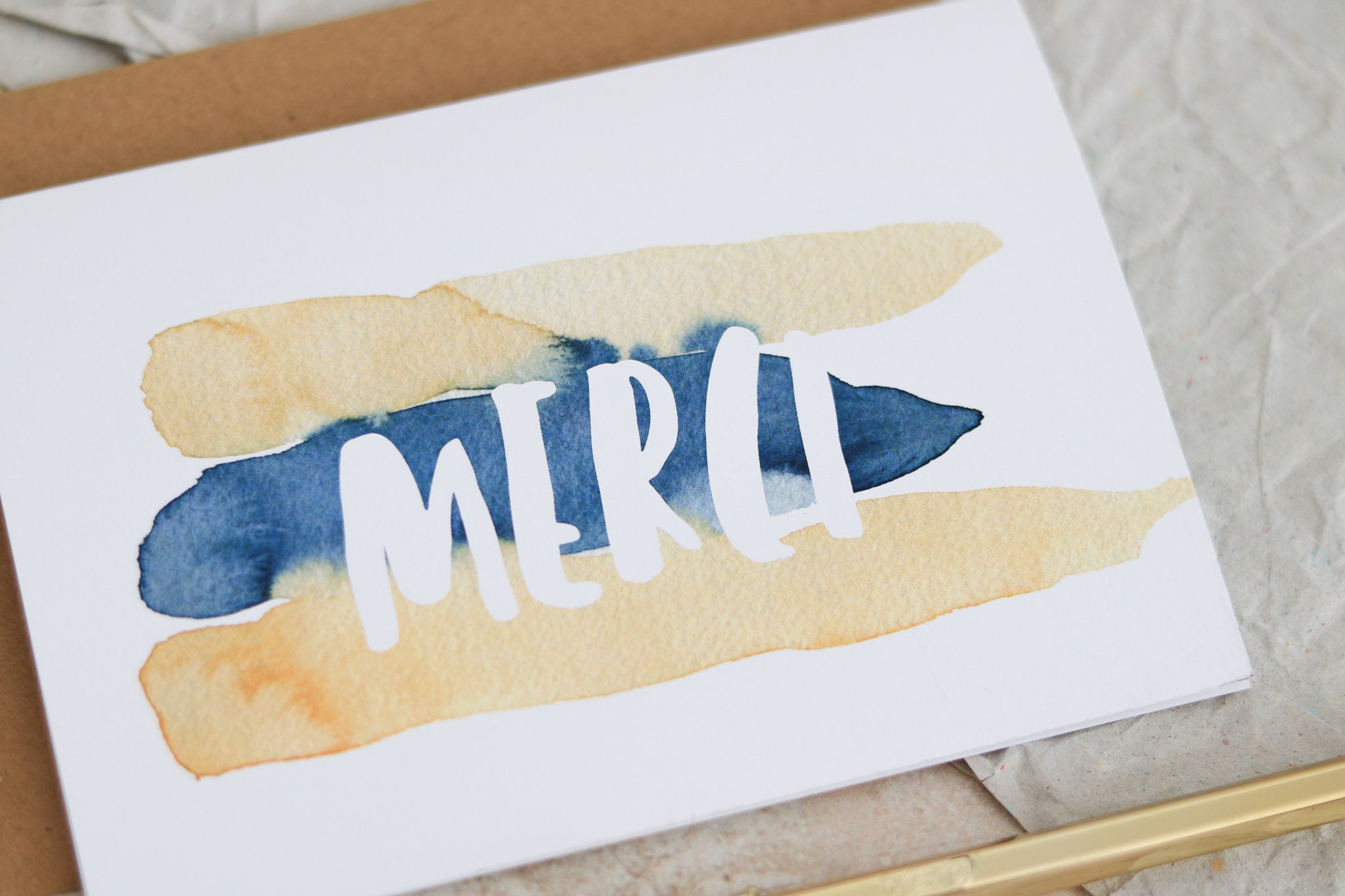 Greeting Card Merci Thank You Card Postcard Good Luck Incl. - Etsy